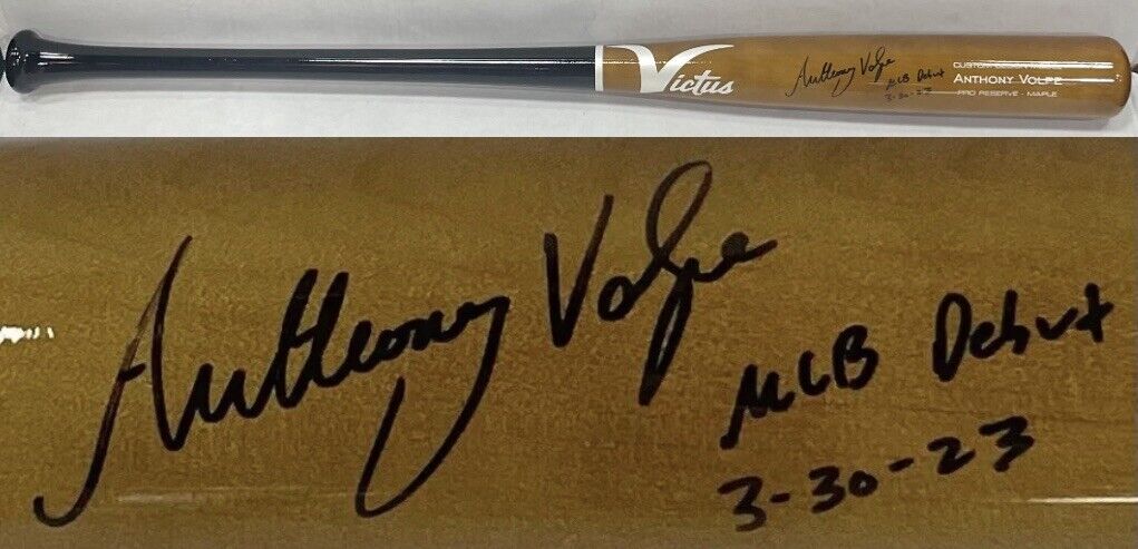 Anthony Volpe Yankees Signed Victus Model Bat Rookie Auto MLB Debut Fa – Super Sports Center