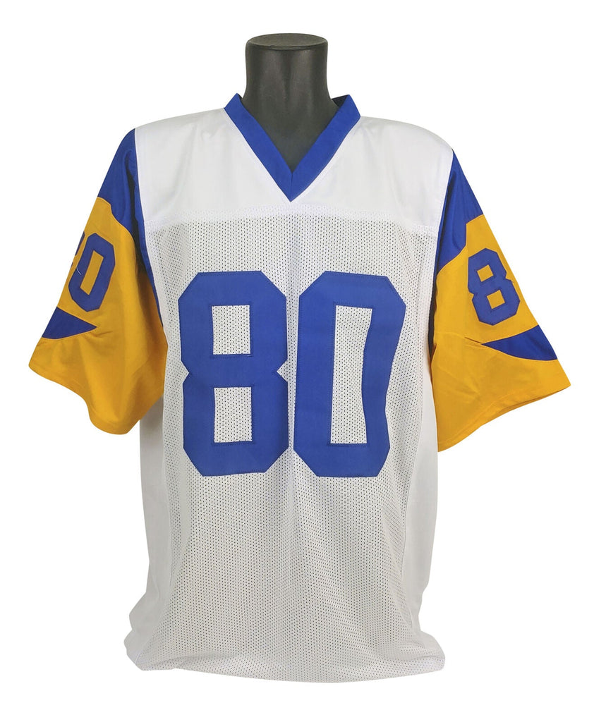 Rams Isaac Bruce Authentic Signed White Jersey Autographed BAS – Super Sports Center
