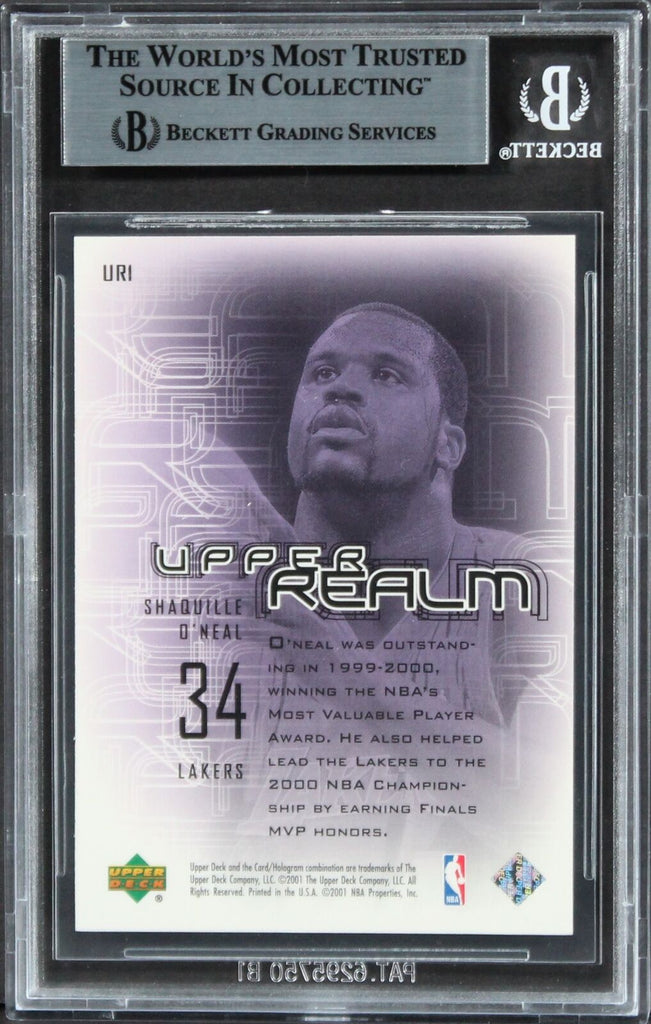 Lakers Shaquille O'Neal Signed 2000 UD Encore Upper Realm #UR1 Card BA – Super Sports Center
