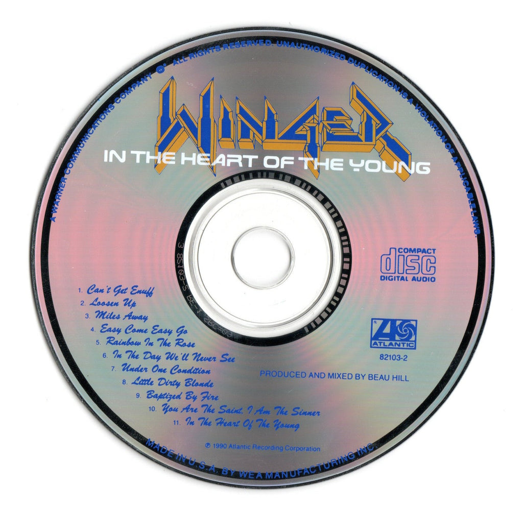 Kip Winger Signed Winger In The Heart Of The Young CD Cover With Disc ...