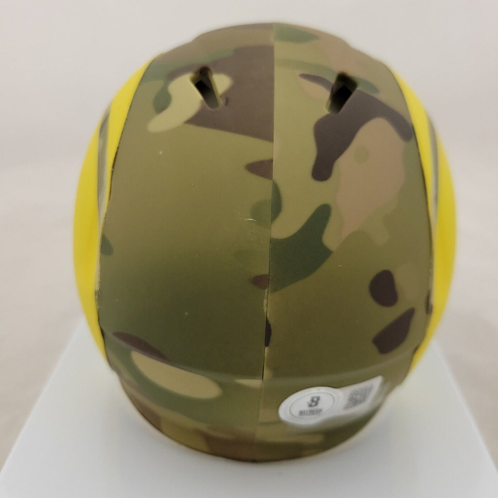 AARON DONALD SIGNED LA RAMS CAMO SPEED MINI HELMET BECKETT QR – Super ...