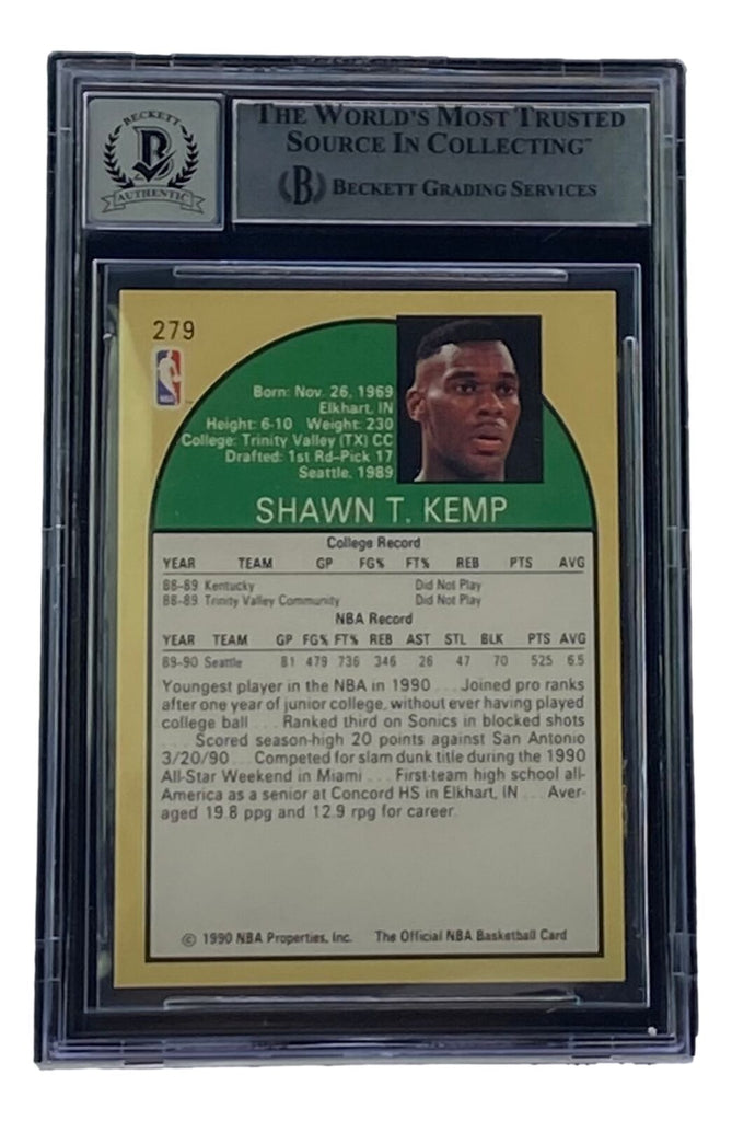 Shawn Kemp Signed 1990-91 Hoops #178 Seattle Supersonics Basketball BA ...