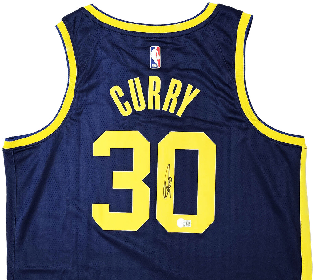 WARRIORS STEPHEN CURRY AUTOGRAPHED BLUE JORDAN STATEMENT JERSEY 48 BEC ...