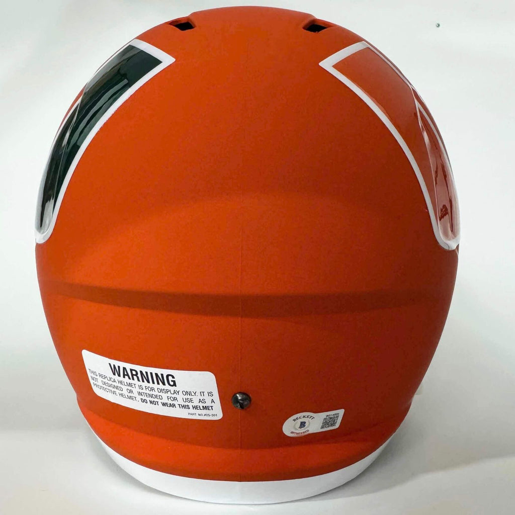 Autographed/Signed Ed Reed Miami Full Size FS F/S Speed Replica Helmet ...