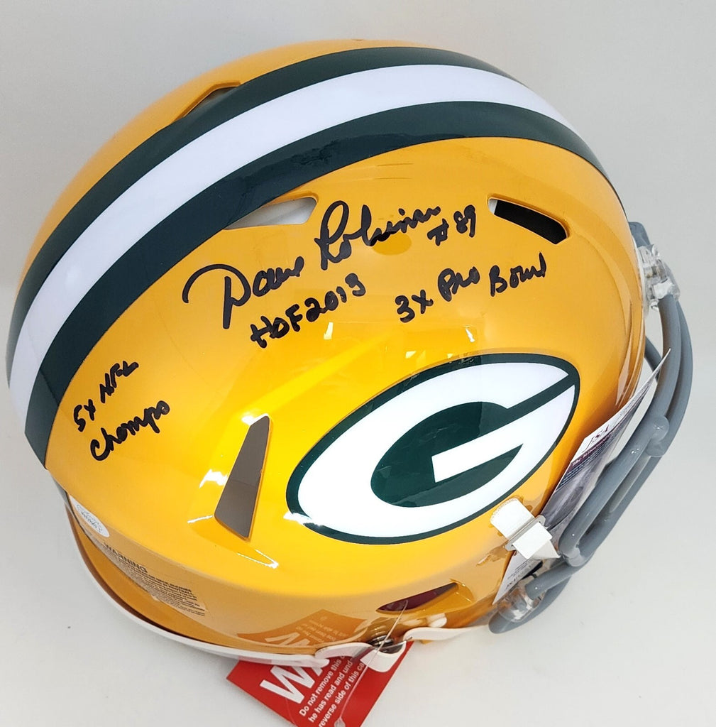 Packers DAVE ROBINSON Signed Full Size AUTHENTIC Helmet AUTO w/ 3 Scri ...