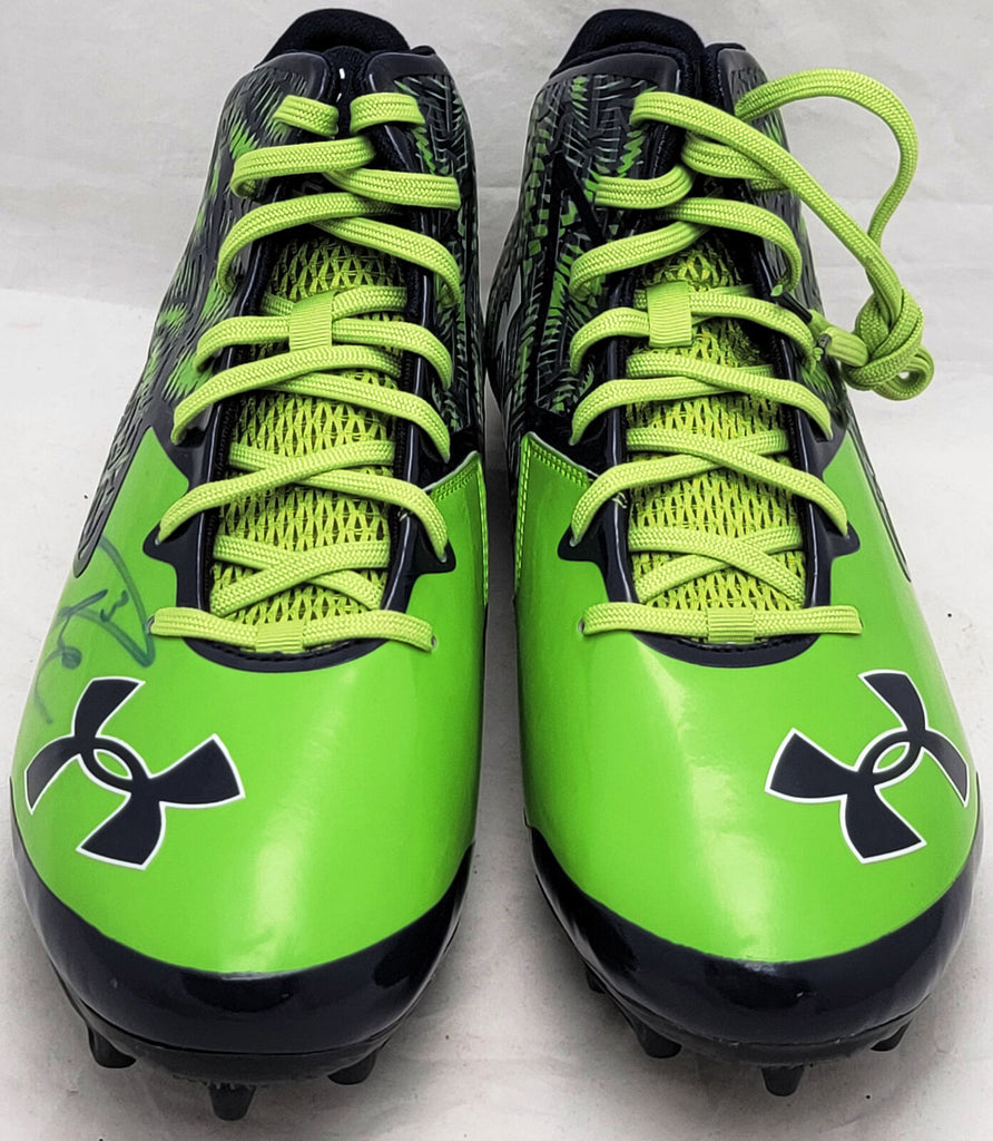 Russell Wilson Autographed Under Armor Cleats Seahawks 12.5 (Bleeding ...