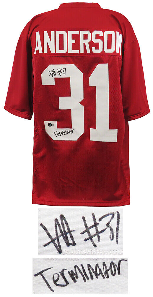 Will Anderson Signed Red Custom College Football Jersey w/Terminator ...