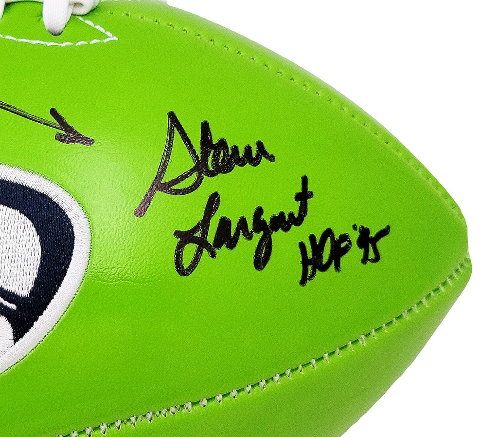 Steve Largent & Jim Zorn Signed Seattle Seahawks Green Logo Football M ...