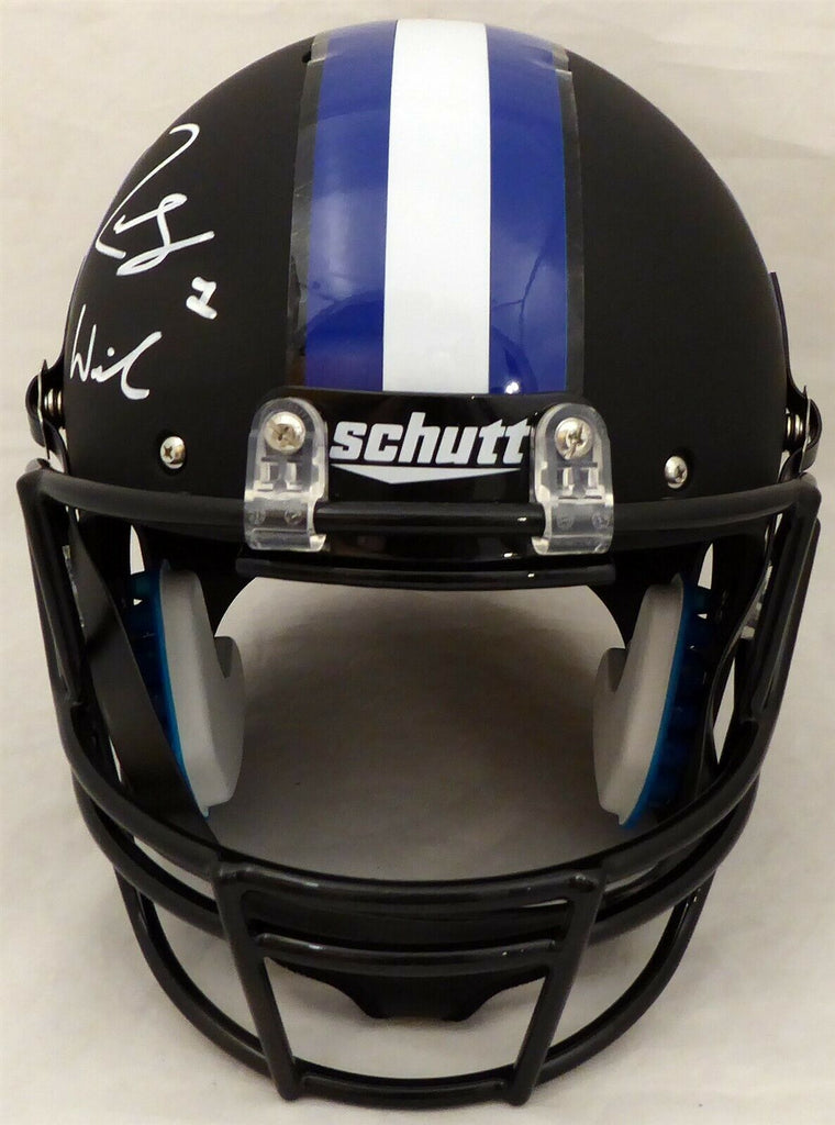 ZACH WILSON AUTOGRAPHED BYU MATTE BLACK SCHUTT FULL SIZE HELMET BECKET ...