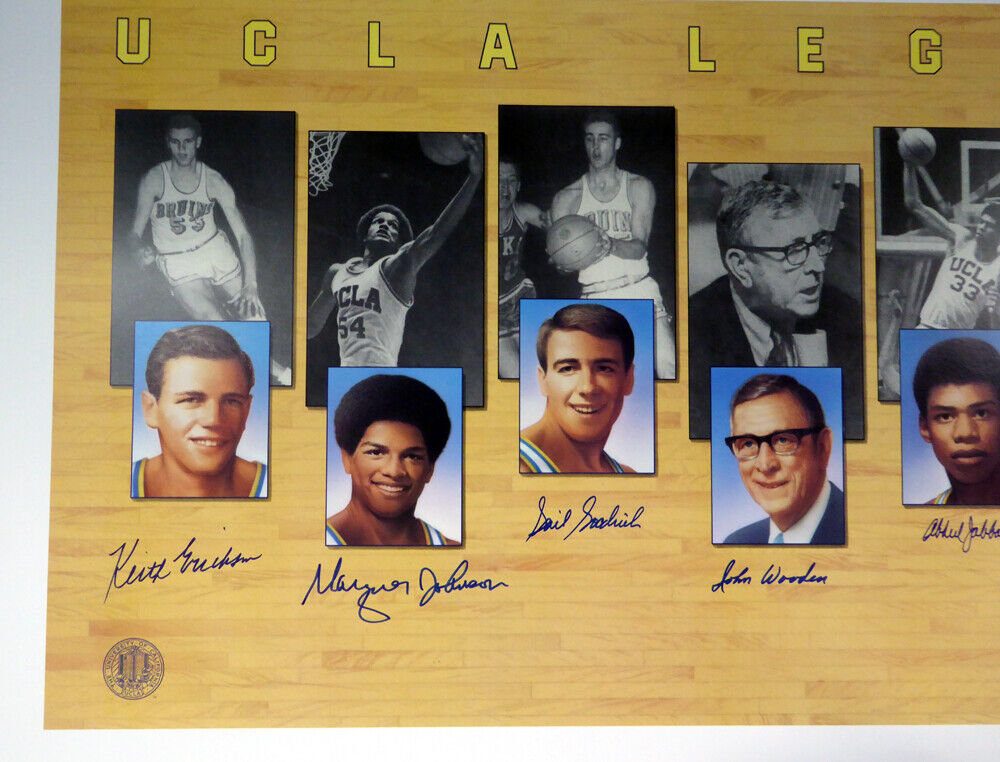 UCLA LEGENDS AUTOGRAPHED 22X40 LITHOGRAPH 7 SIGS JABBAR WOODEN BECKETT ...