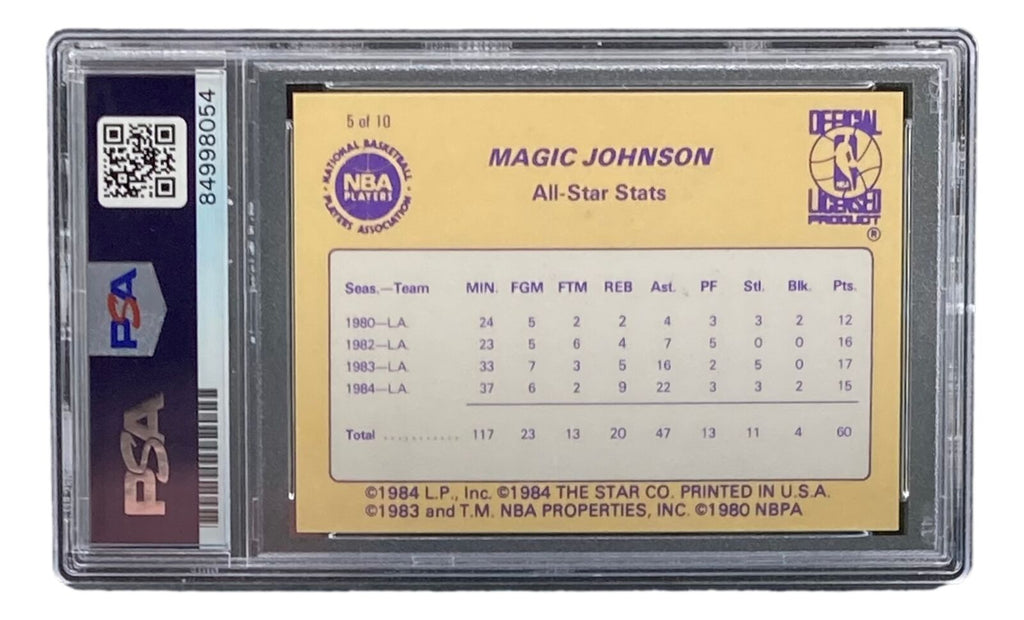 Magic Johnson Signed LA Lakers 1986 Star #5 Trading Card PSA/DNA Gem M ...