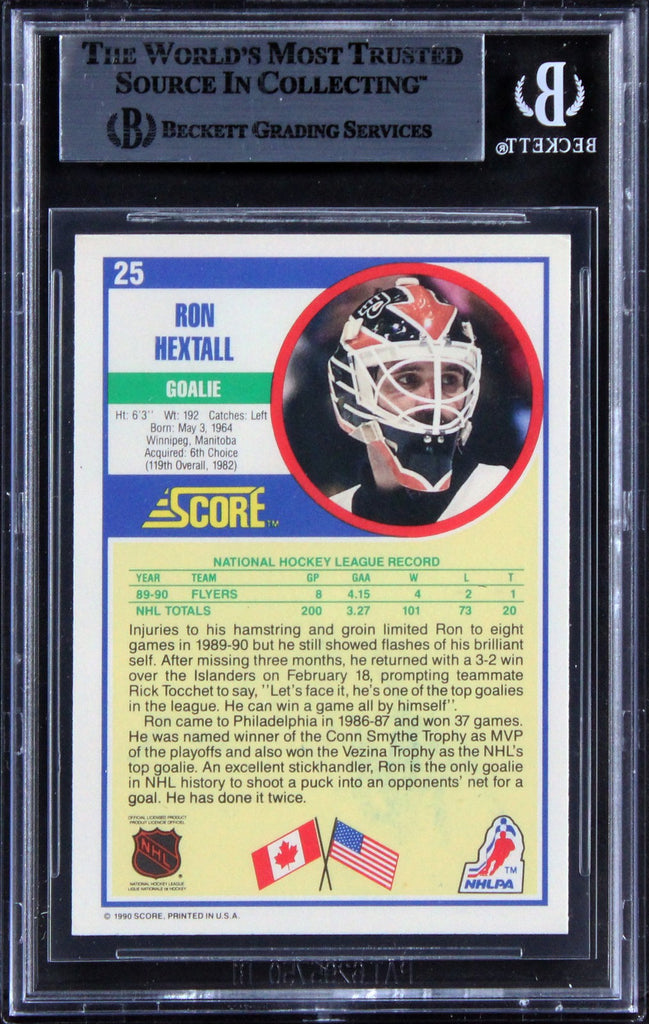 Flyers Ron Hextall Authentic Signed 1990 Score #25 Card BAS Slabbed 2 ...