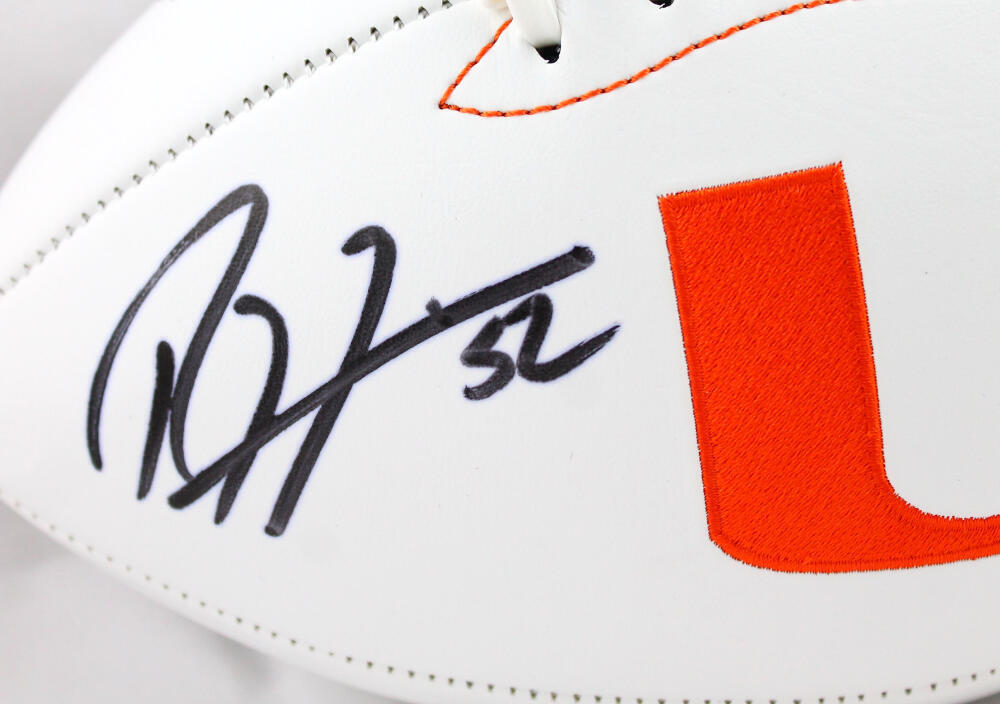 Ed Reed Ray Lewis Autographed Miami Hurricanes Logo Football-Beckett W ...