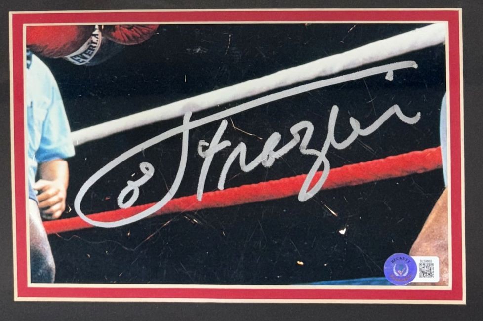 Joe Frazier Signed Framed Cut Signature w/ 8x10 vs Muhammad Ali Photo ...