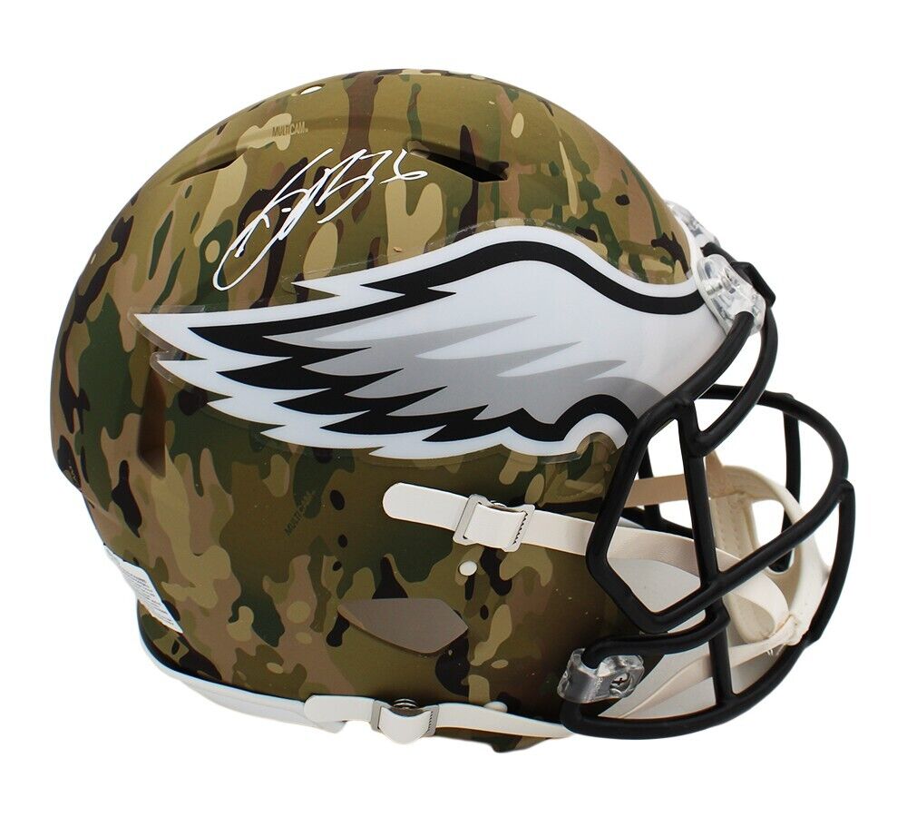 Saquon Barkley Signed Philadelphia Eagles Speed Authentic Camo NFL Hel ...