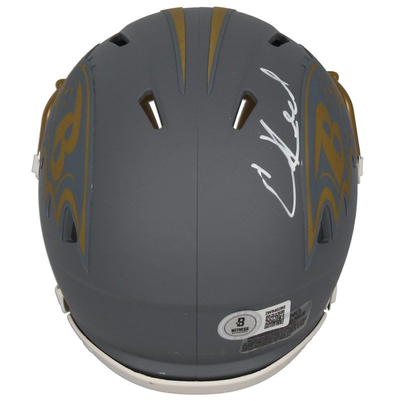 Ed Reed Autographed Baltimore Ravens 'Slate' Mini Speed Helmet Beckett ...