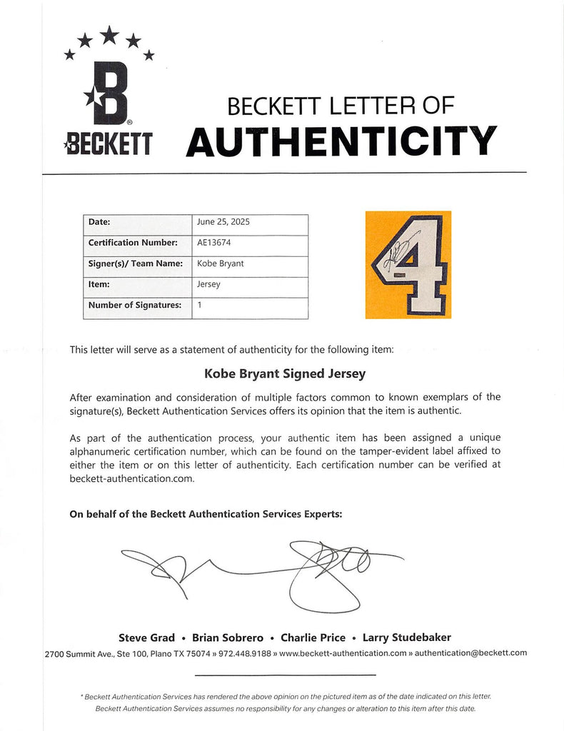 Lakers Kobe Bryant Authentic Signed Yellow Nike Framed Jersey BAS #AE1 ...