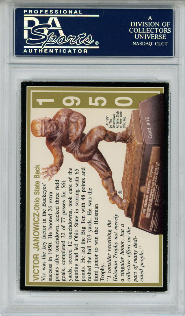 Vic Janowicz Autographed 1991 Downtown Athletic Club #16 Card PSA Slab ...