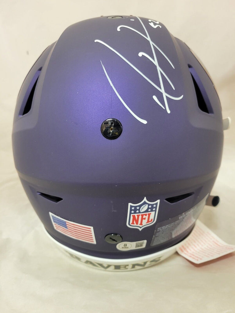 RAY LEWIS SIGNED BALTIMORE RAVENS ALTERNATE SPEEDFLEX AUTHENTIC HELMET ...