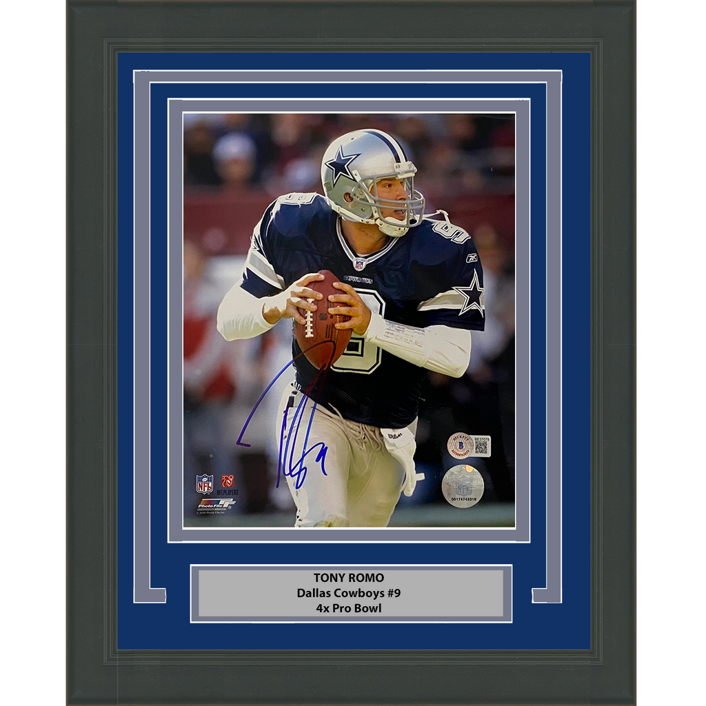 Framed Autographed/Signed Tony Romo Dallas Cowboys 8x10 Photo Beckett ...