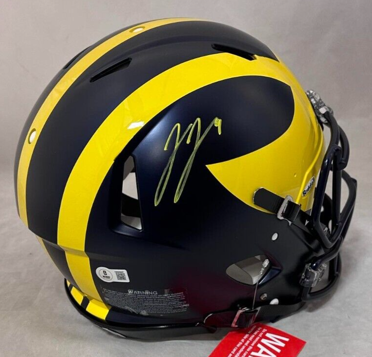 JJ McCARTHY SIGNED MICHIGAN WOLVERINES SPEED AUTHENTIC HELMET BECKETT ...