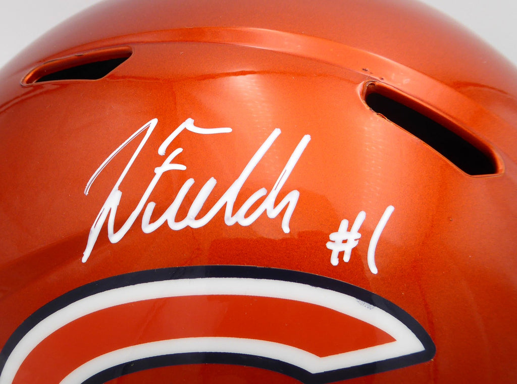 Justin Fields Autographed Orange Flash Speed Full Size Helmet Bears Be ...