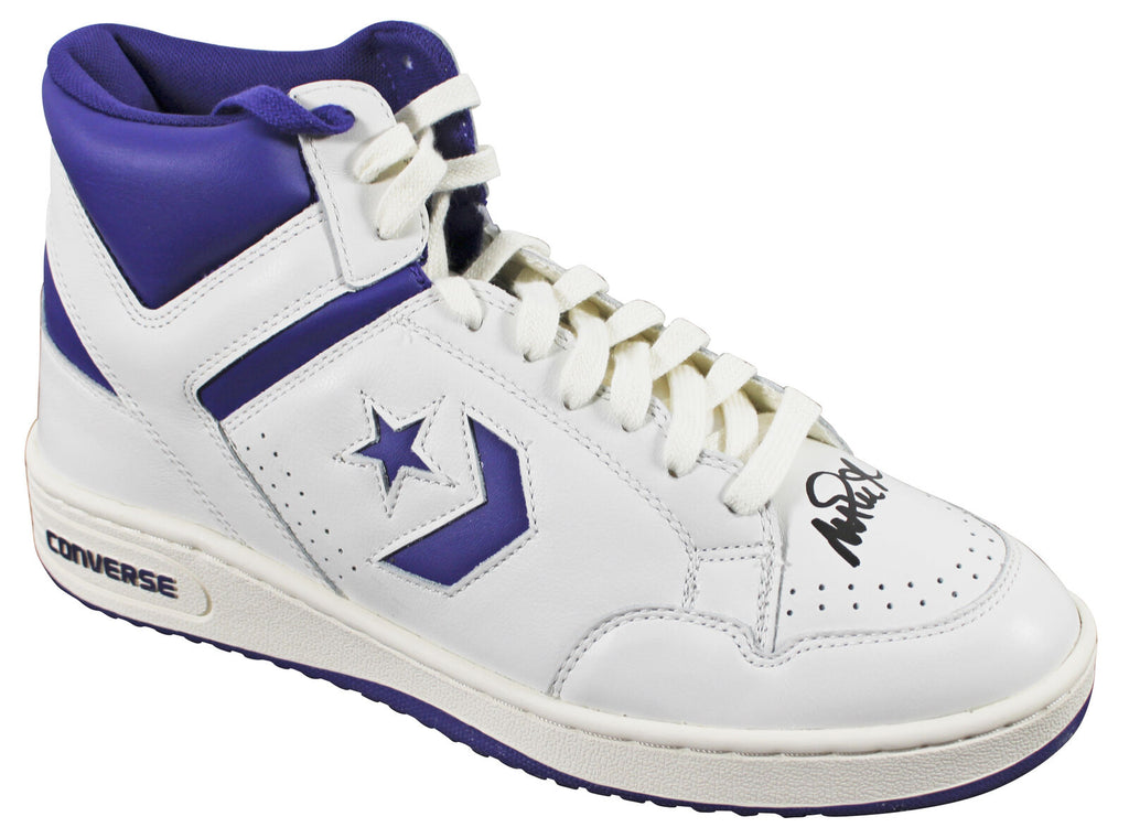 Magic Johnson Signed Right Purple & White Converse Weapon Shoe W/ Case ...