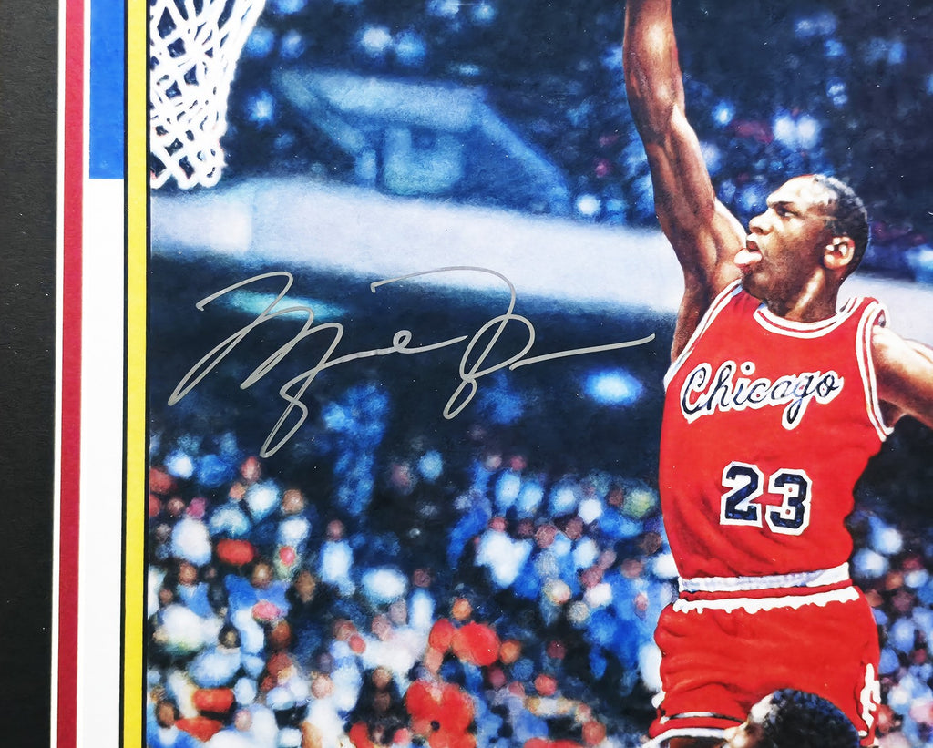 Michael Jordan Autographed Framed 1986 Fleer RC Blow Up Poster UDA BAM ...