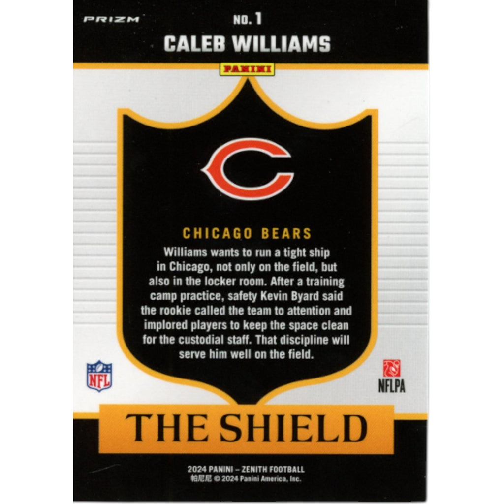 Caleb Williams 2024 Panini Zenith The Shield #1 Rookie Trading Card 59 ...