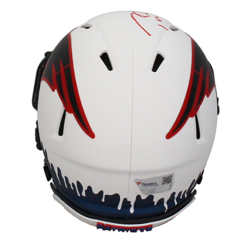 Tom Brady Autographed Patriots Lunar Eclipse Custom Drip Mini Helmet F ...