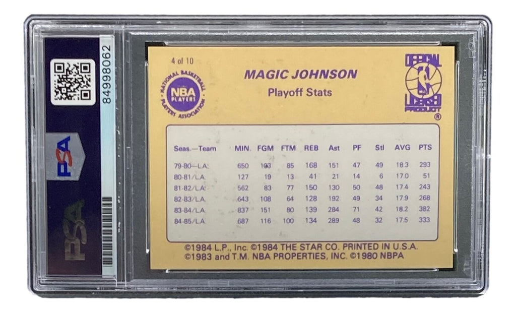 Magic Johnson Signed LA Lakers 1986 Star #4 Trading Card PSA/DNA Gem M ...