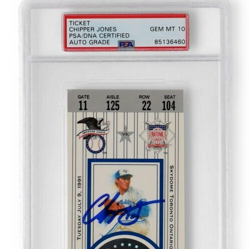Chipper Jones Signed 1991 All-Star Game Ticket (PSA Autograph Graded 1 ...