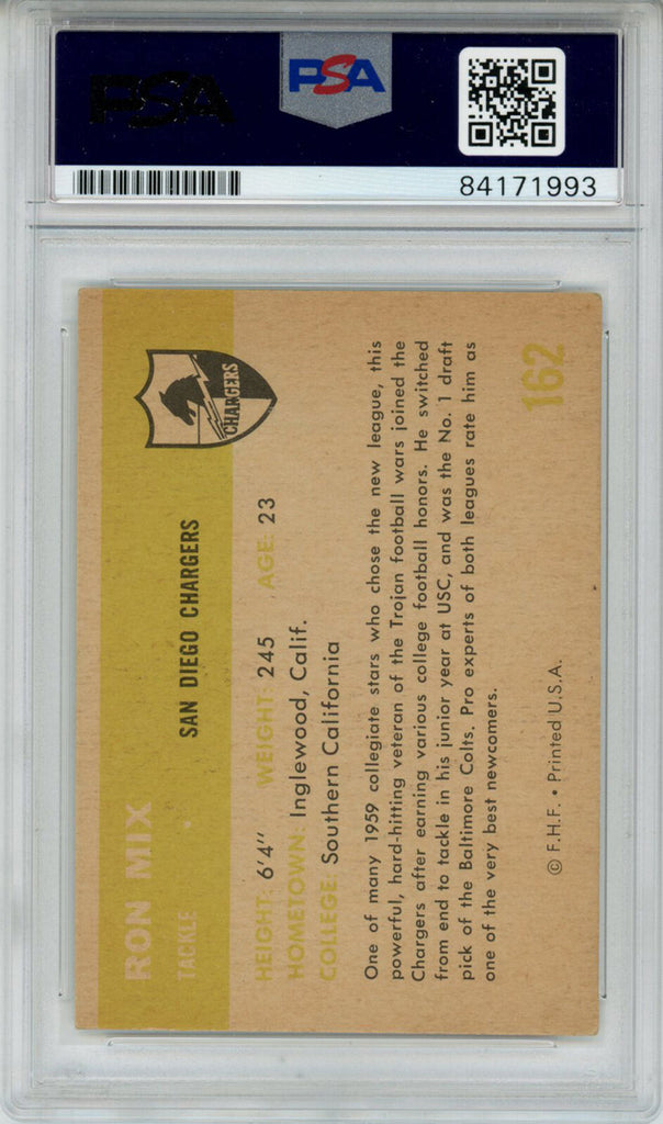 Ron Mix Autographed 1961 Fleer #162 Trading Card HOF PSA Slab 43630 ...