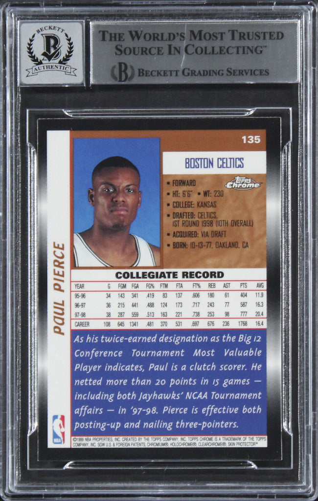 Celtics Paul Pierce Signed 1998 Topps Chrome #135 Rookie Card Auto 10 ...