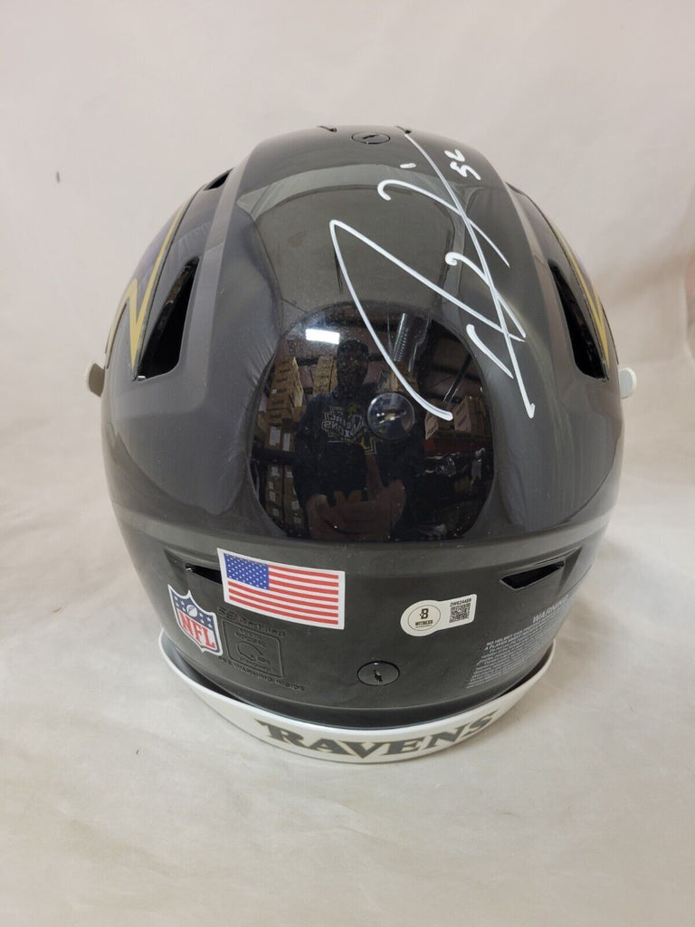RAY LEWIS SIGNED BALTIMORE RAVENS SPEEDFLEX AUTHENTIC HELMET BECKETT Q ...