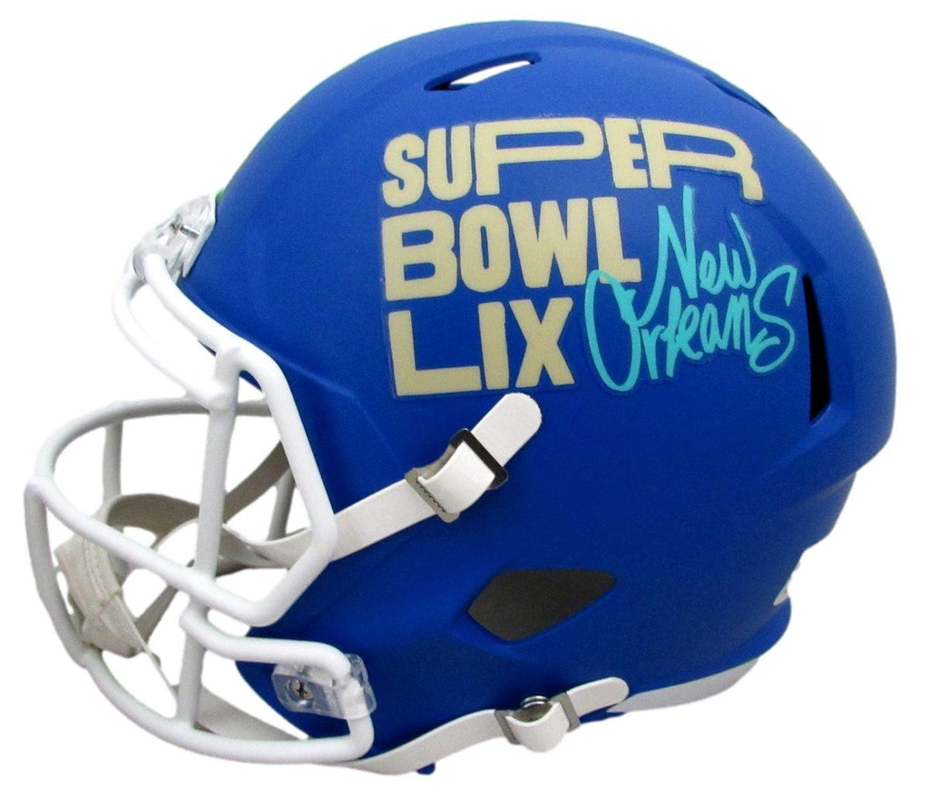 Zack Baun Signed Blue Full Size Replica SB LIX Helmet Eagles Beckett 1 ...