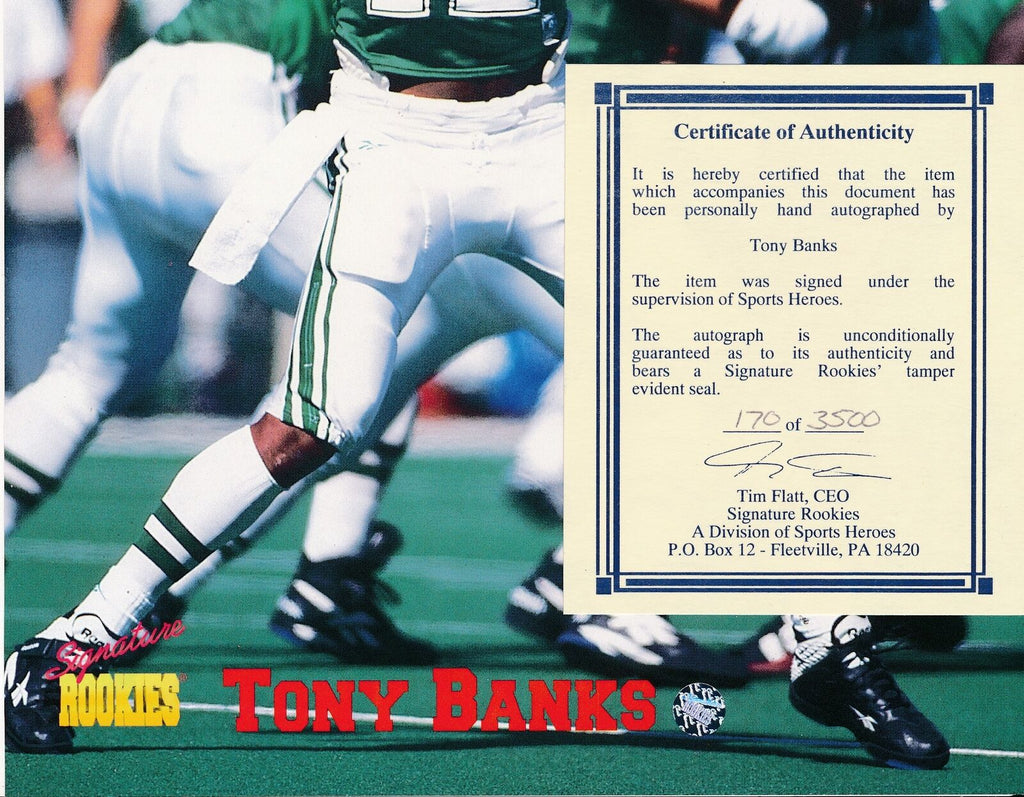 Tony Banks Autographed Signature Rookies 170 of 3500 8x10 Photo Michig ...