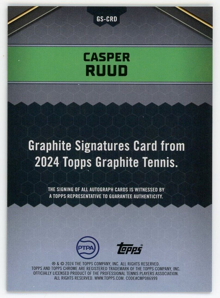 2024 Topps Graphite Tennis Signatures Casper Ruud Auto Refractor #GS-C ...