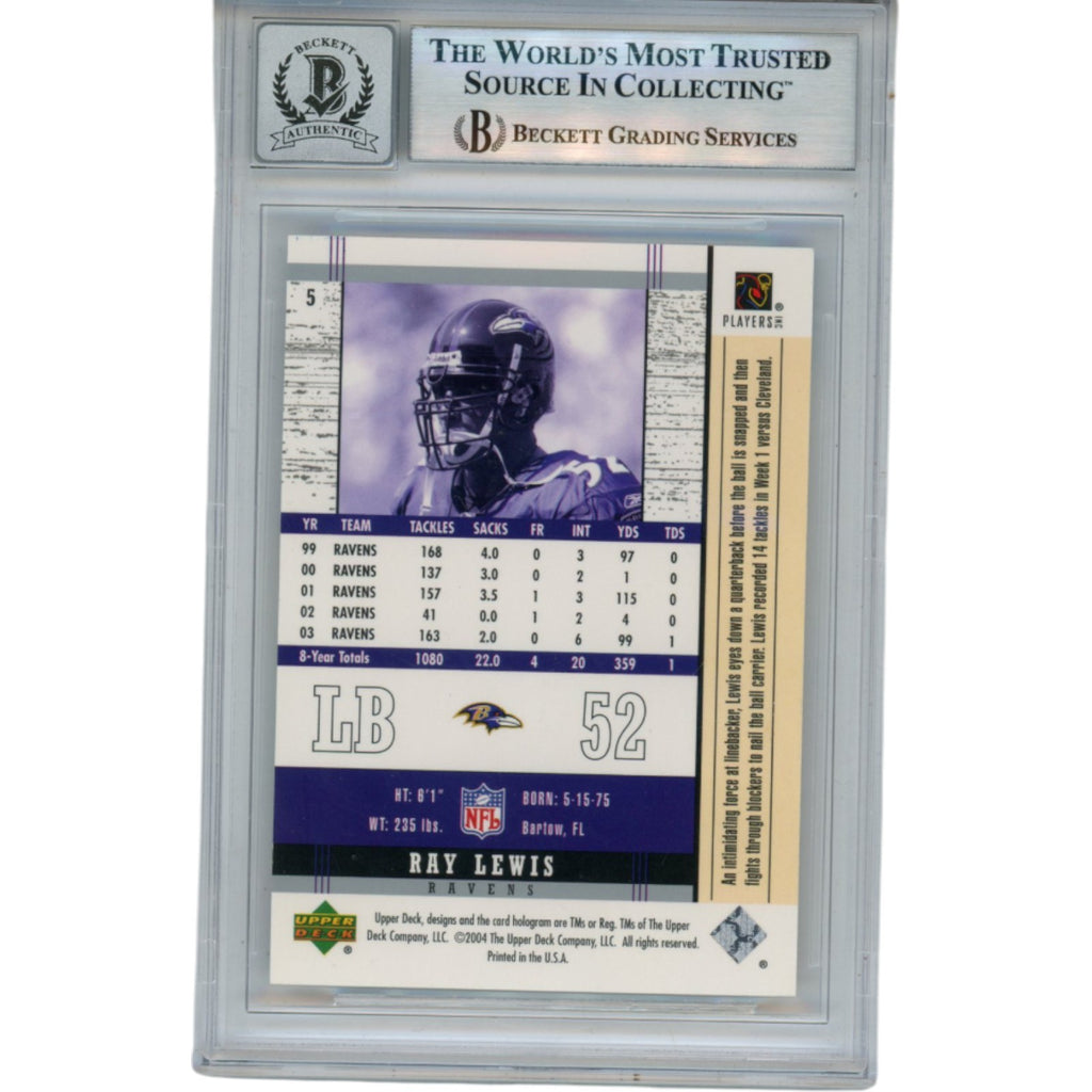 Ray Lewis Autographed 2004 Upper Deck Legends #5 Trading Card Beckett ...