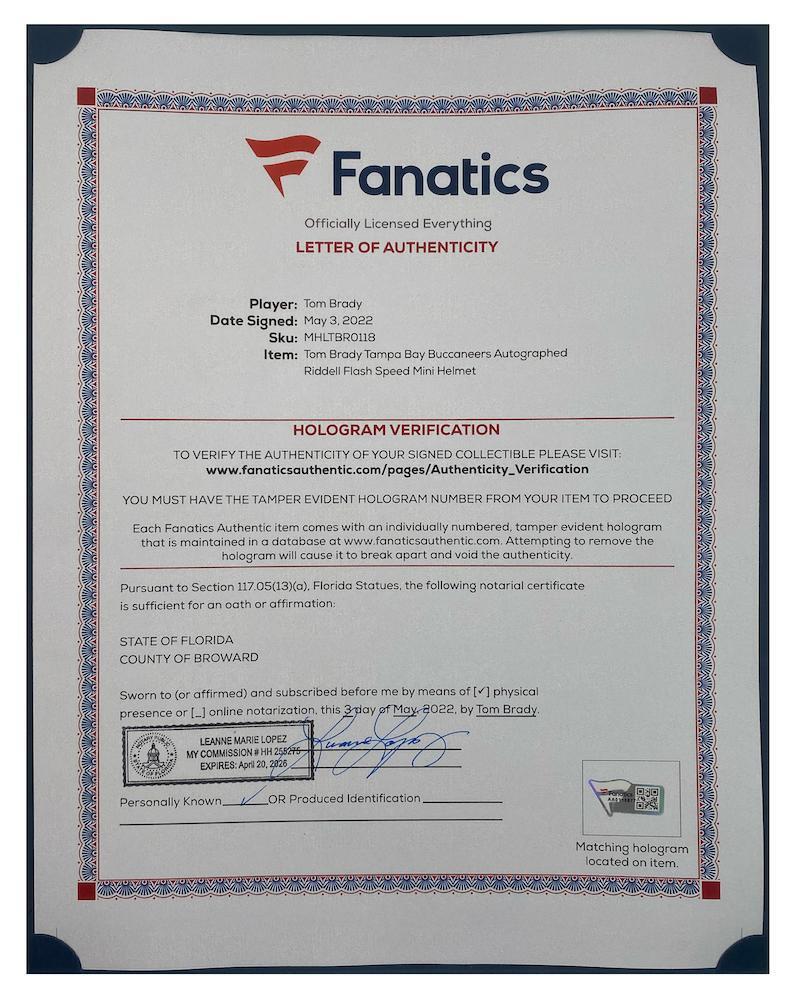 TOM BRADY Autographed Tampa Bay Buccaneers Flash Speed Mini Helmet FAN ...
