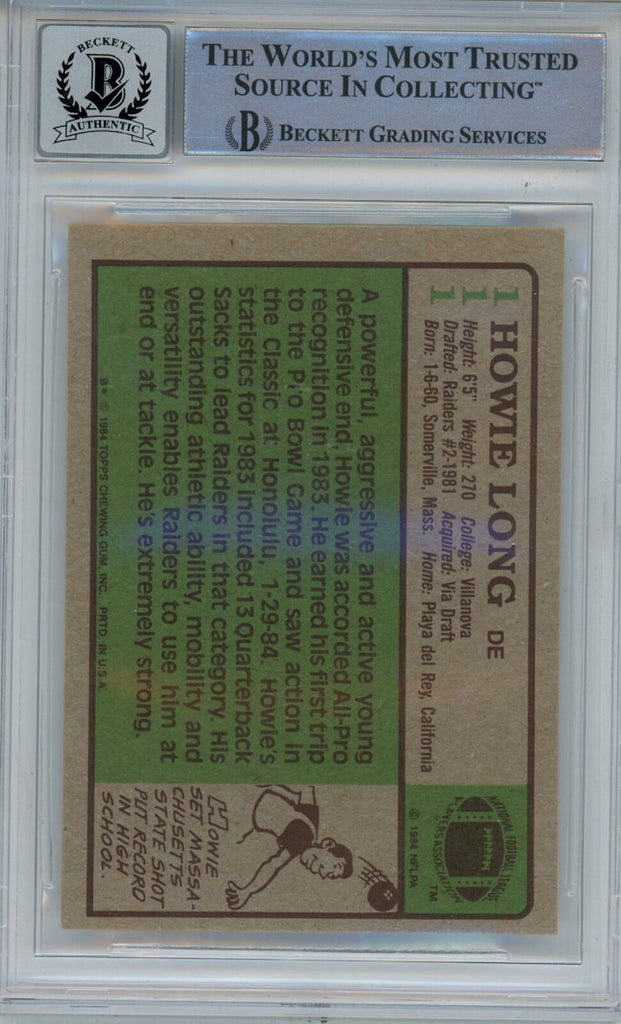 Howie Long Autographed 1984 Topps #111 Rookie Card w/HOF BAS 10 Slab 4 ...