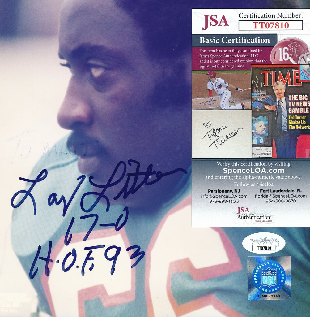 Larry Little HOF Miami Dolphins Signed/Inscribed 8x10 Photo JSA 164669 ...