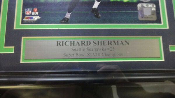 RICHARD SHERMAN AUTOGRAPHED SIGNED FRAMED 8X10 PHOTO SEAHAWKS RS HOLO ...