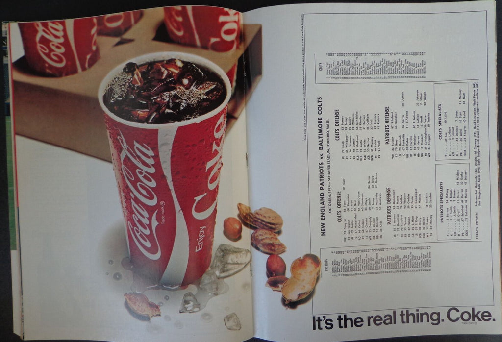 PRO! 1974 NFL Program New England Patriots vs. Baltimore Colts 177678 ...