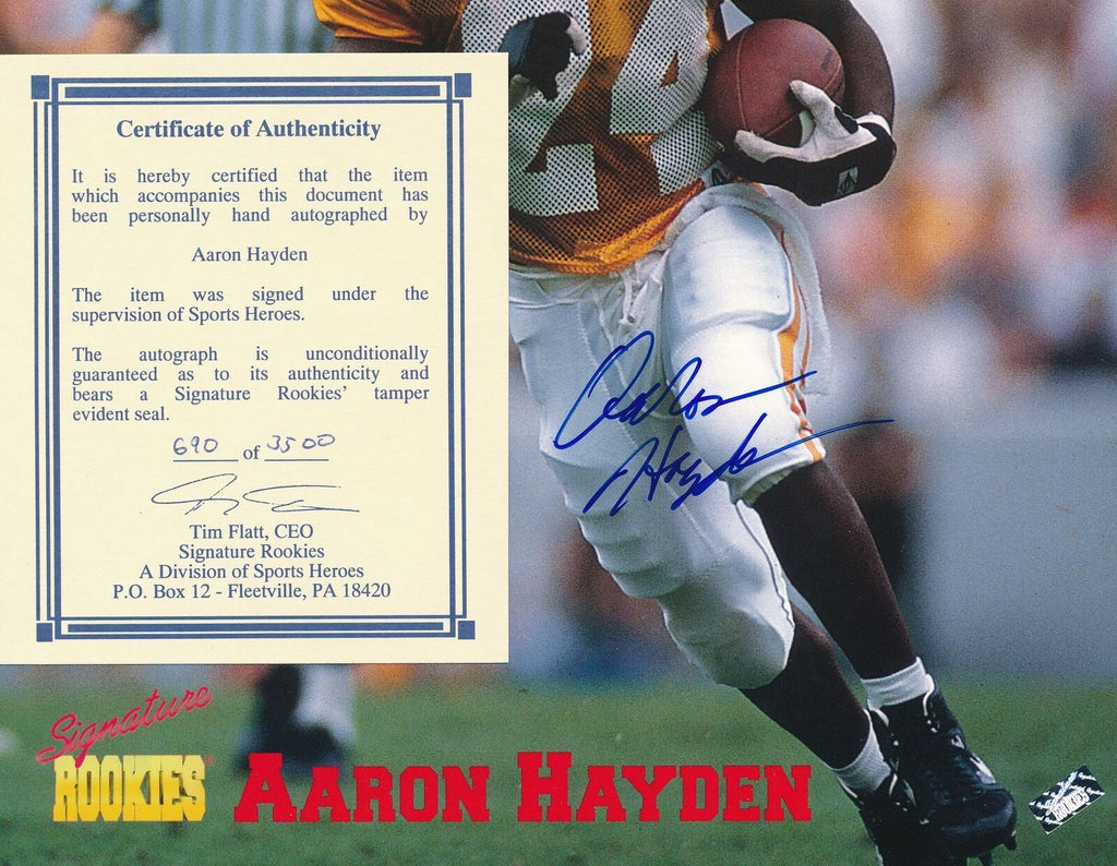 Aaron Hayden Autographed Signature Rookies 690 of 3500 8x10 Photo Tenn ...