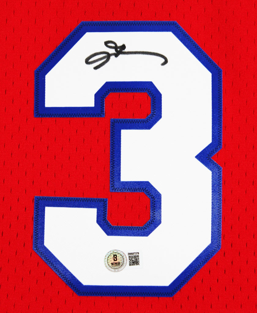 76ers Allen Iverson Signed Red 2002-03 M&N HWC Swingman Jersey BAS Wit ...