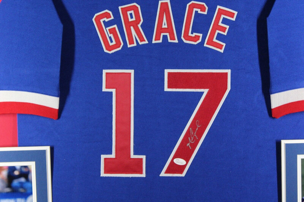 MARK GRACE (Cubs blue SKYLINE) Signed Autographed Framed Jersey JSA ...