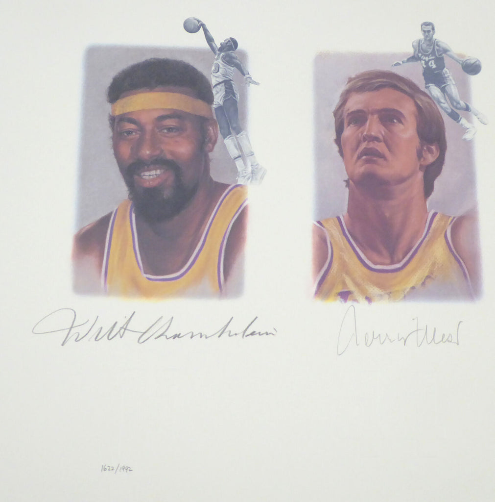 LAKERS LEGENDS AUTOGRAPHED LITHOGRAPH 5 SIGS CHAMBERLAIN /1992 BECKETT ...