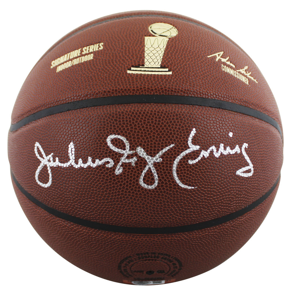 76ers Julius "Dr. J" Erving Signed Wilson Trophy Series Basketball W ...