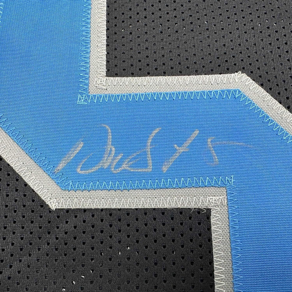 Framed Autographed/Signed David Montgomery 35x39 Detroit Black Jersey ...